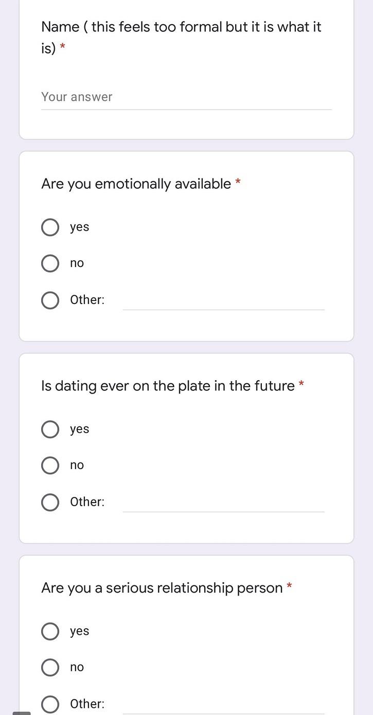 Man Shares Questionnaire He Received From Woman On Dating App