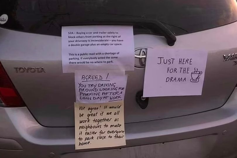 Parking Dispute Escalates As Car Covered In Passive-Aggressive Notes