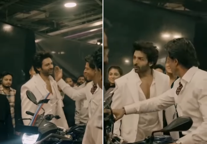 Video Of Shah Rukh Khan Hugging Kartik Aaryan & Patting His Cheeks At A ...