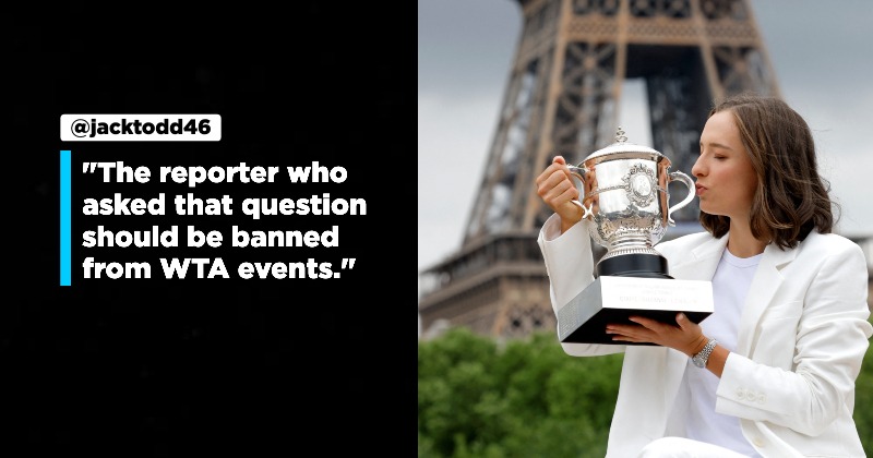 Internet Slams Reporter Who Asked Iga Swiatek About 'Make-Up' Routine After Her French Open Victory