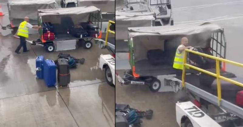 Co-Pilot Helps Lone Bag Handler To Load Bags