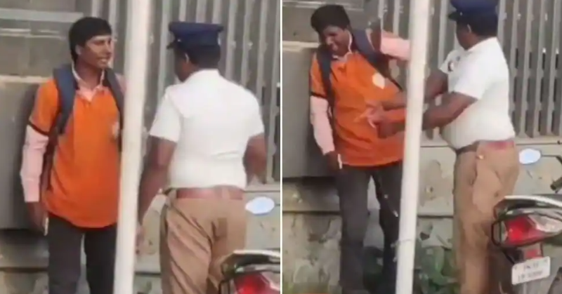 Swiggy Delivery Partner Slapped By Traffic Cop In Coimbatore Swiggy Delivery Partner Slapped By Traffic Cop In Coimbatore