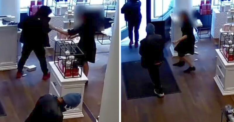 Brave Woman Tries To Stop Three Masked Robbers From Raiding Spa Store