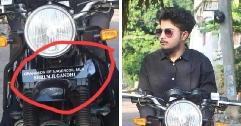 Tamil Nadu Man Roams Around With 'Grandson Of MLA' Sticker On Bike