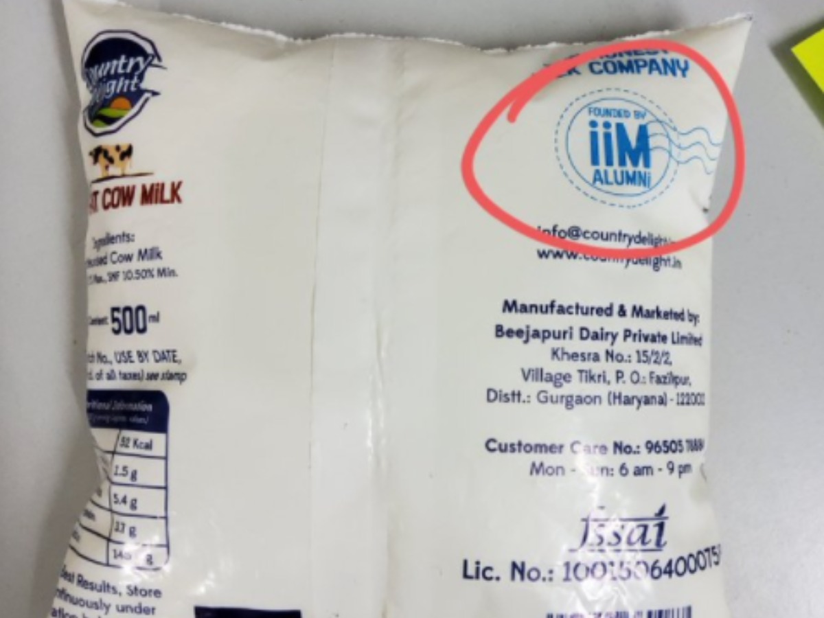 IIM Alumni Tag On Milk Packet Has The Internet Asking Questions