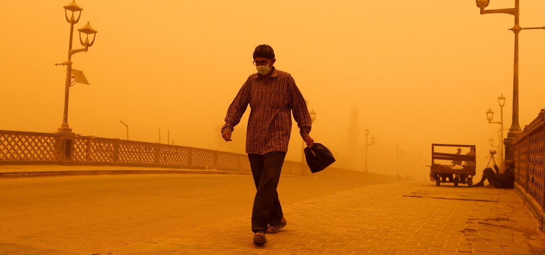 Sandstorm Turns Sky Orange In Iraq