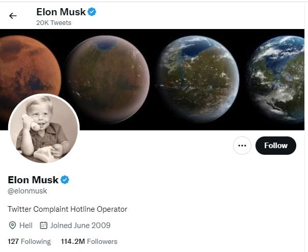 Elon Musk Changes His Bio To 'Twitter Complaint Hotline Operator'