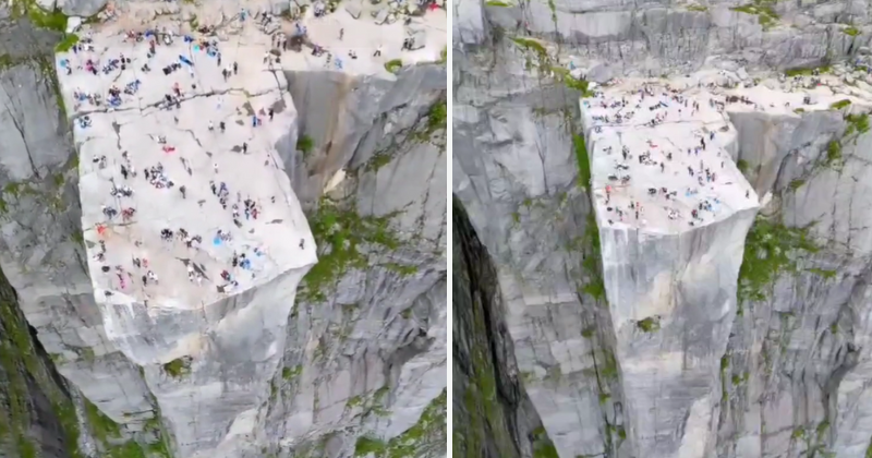 Norway's Flat Pulpit Rock Cliffside