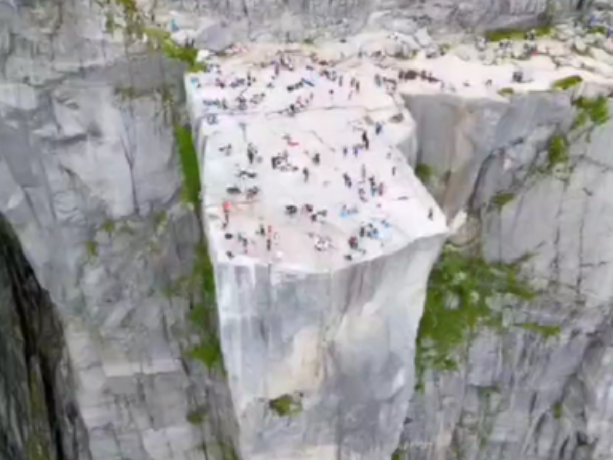 Norway's Flat Pulpit Rock Cliffside