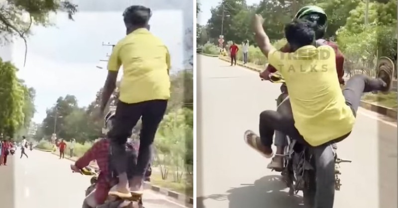 Man's Stunt To Impress Girls Goes Horribly Wrong As He Falls Off Bike