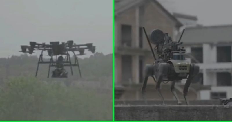 Armed Robot Dog Paired With A Drone In Viral Clip From China