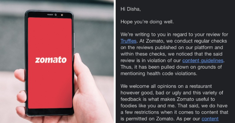 Zomato Faces Flak For Removing Negative Review From Customer