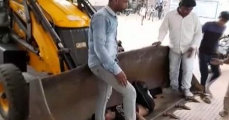 Accident Victim Taken To Hospital On JCB Machine