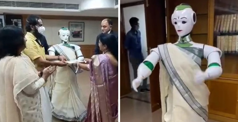 Kerala Robotics Company Sent Robot To Receive Loan Document From Bank