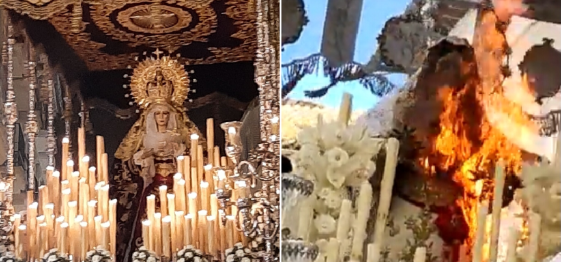 Virgin Mary Statue Catches Fire During Easter Parade