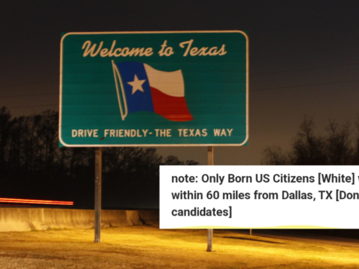 Job Posting Discriminating Against Non-White Applicants