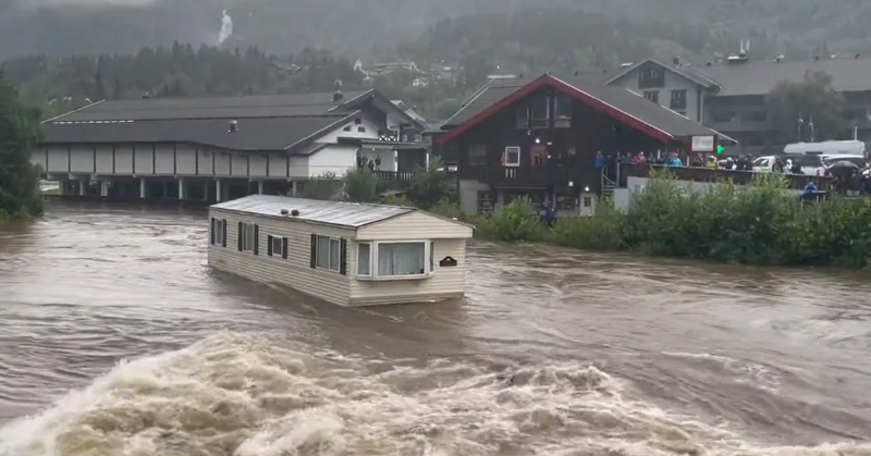 Storm Hans In Norway Sends Two Mobile Homes Crashing Into Bridge