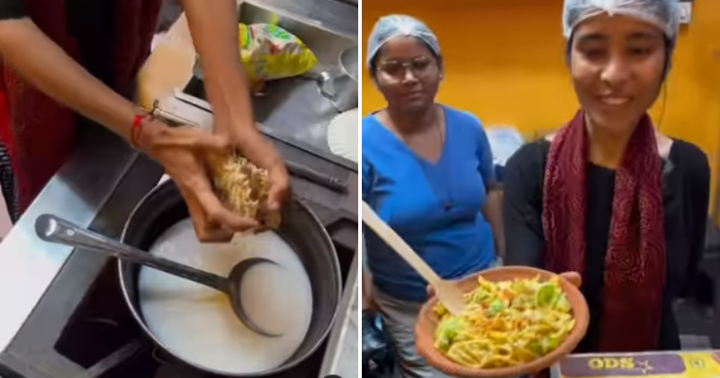 Woman Cooks Maggi In Milk