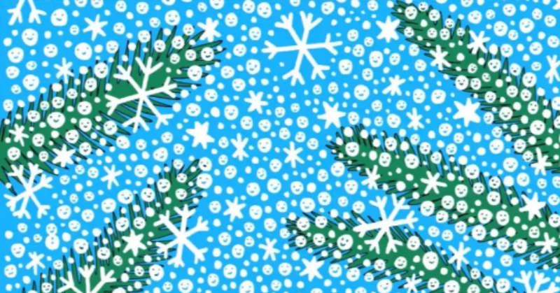 A Tiny Snowman Hides Among The Snowflakes In This Optical Illusion