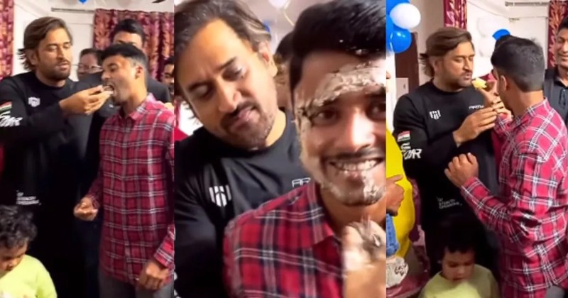 MS Dhoni Surprises A Fan On His Birthday, Holds Him To Smear Cake On Face