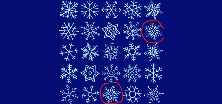 Optical Illusion: Find Matching Snowflakes