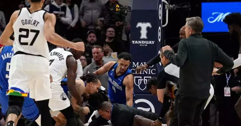 NBA: Orlando Magic vs Minnesota Timberwolves - Brawl Breaks Out Between Players