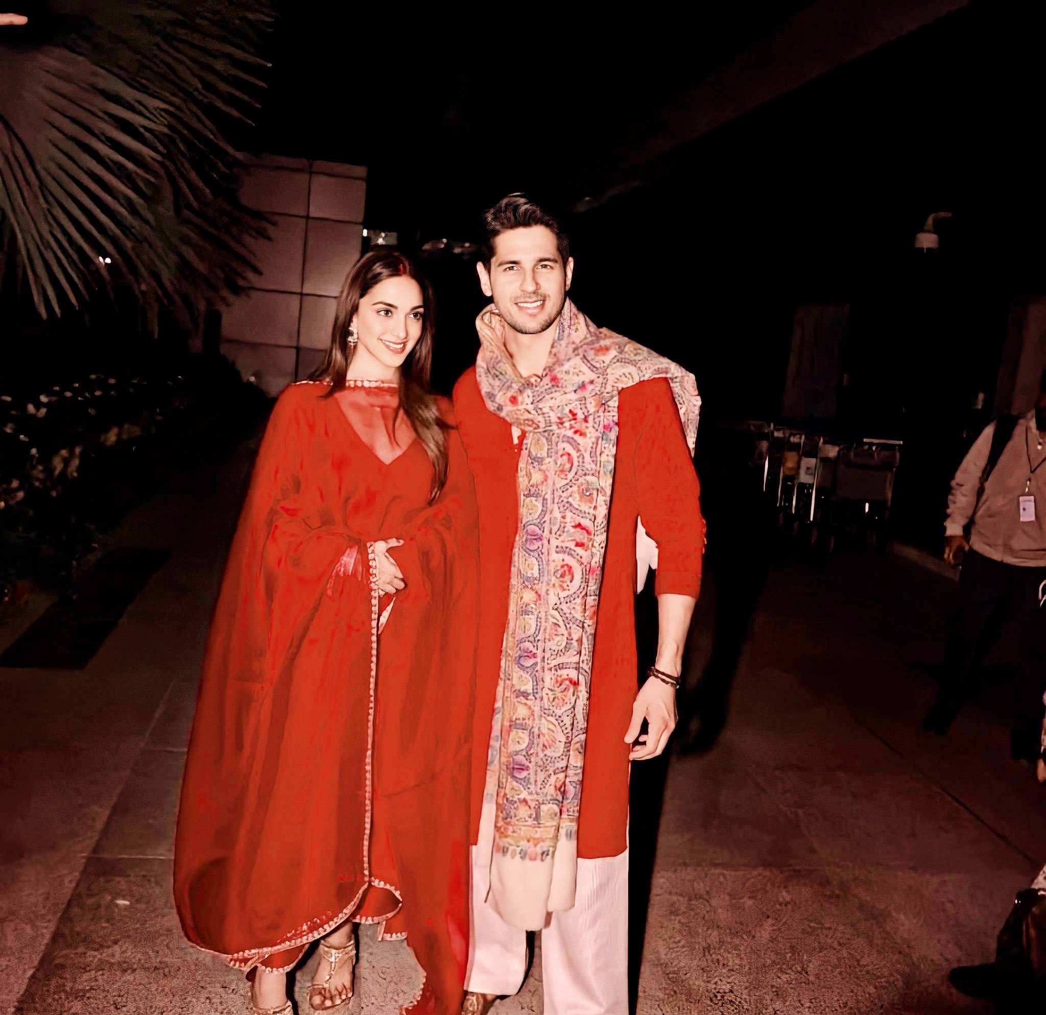 Sidharth Malhotra-Kiara Advani Twin In Red, Distribute Sweets To Paparazzi