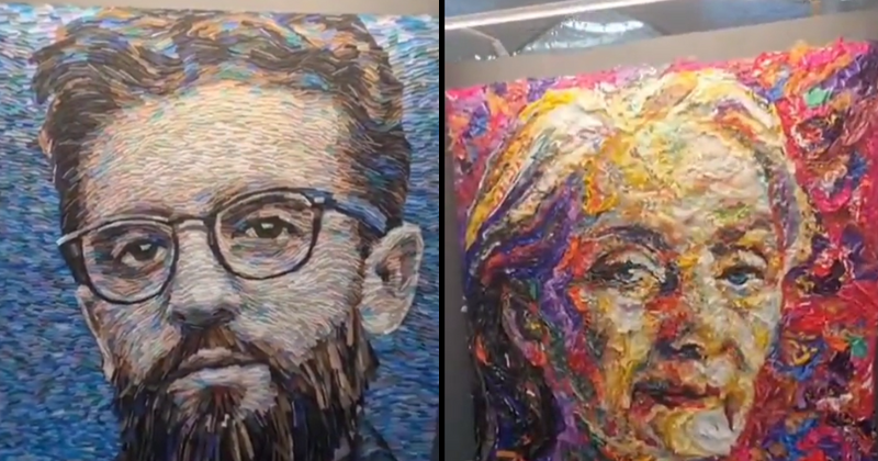 Portraits Made Of Waste Material Drive The Message Of Sustainability
