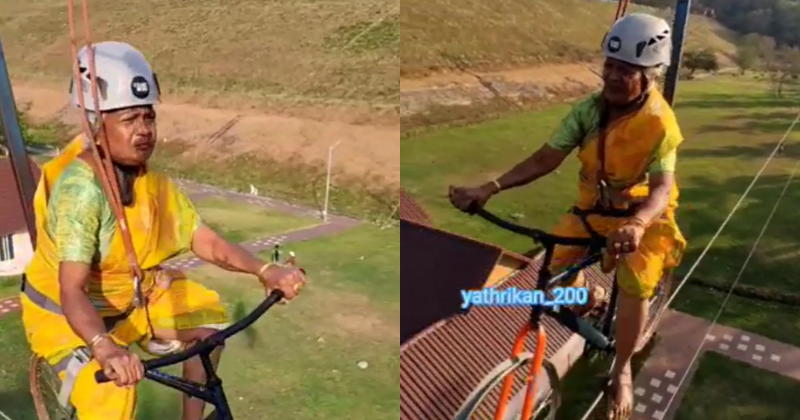 67-YO Woman Does Rope Cycling Wearing A Saree