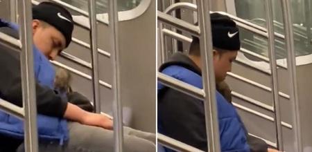 Rat Crawls Up A Man In NYC Subway