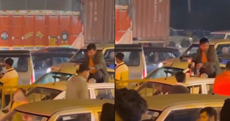 Video: Man Drinks Alcohol On Car's Roof Video: Man Drinks Alcohol On Car's Roof