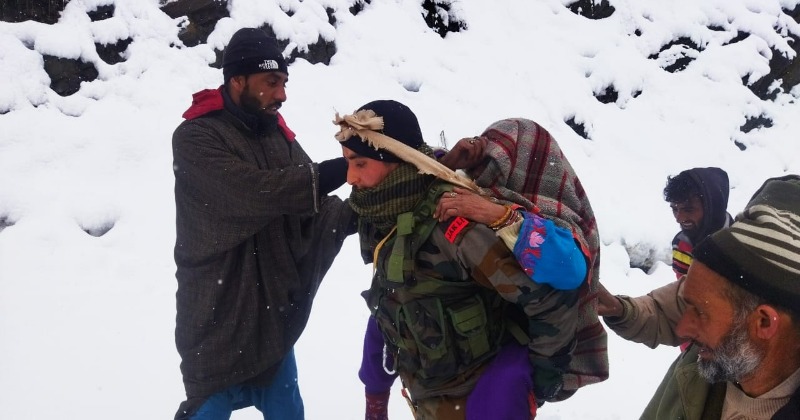 Indian Army Rescues 80-Year-Old Woman Patient From Remote J&K Village Amid Heavy Snowfall