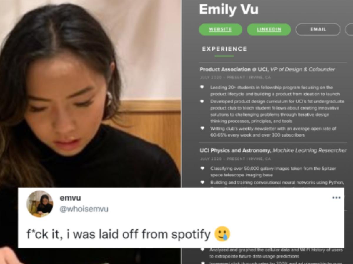 Girl With Spotify Themed Resume Now Laid Off