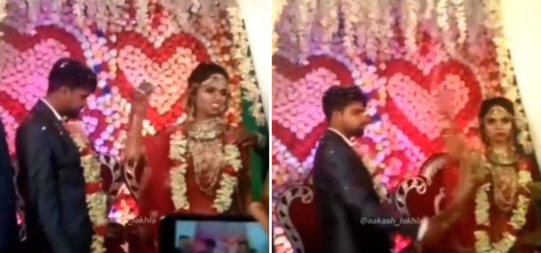 Bride Throws Sweets And Water Glass At Guests