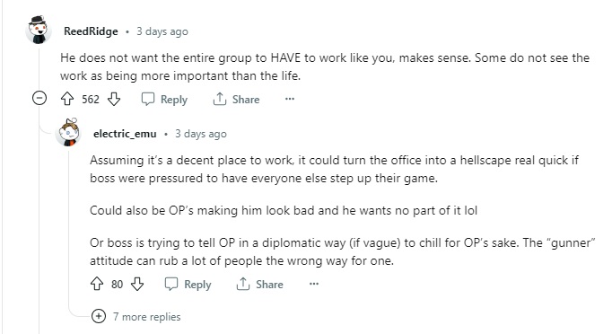 Redditors Applaud A Boss Who Asked His Enthusiastic Employee To Work Less