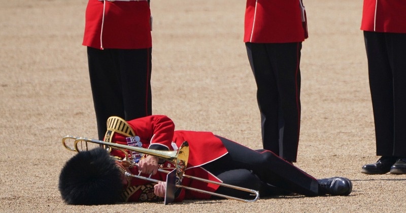 प्रिंस विलियम को सलामी देते हुए गर्मी से बेहोश हो गए रॉयल Guards के सिपाही