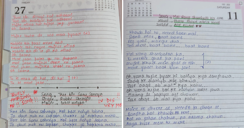 Women's Diary Of Hand-Written Lyrics Makes 90s Kids Nostalgic