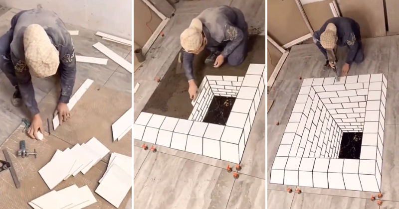 Artist’s Tile Optical Illusion Masterpiece Stuns The Internet