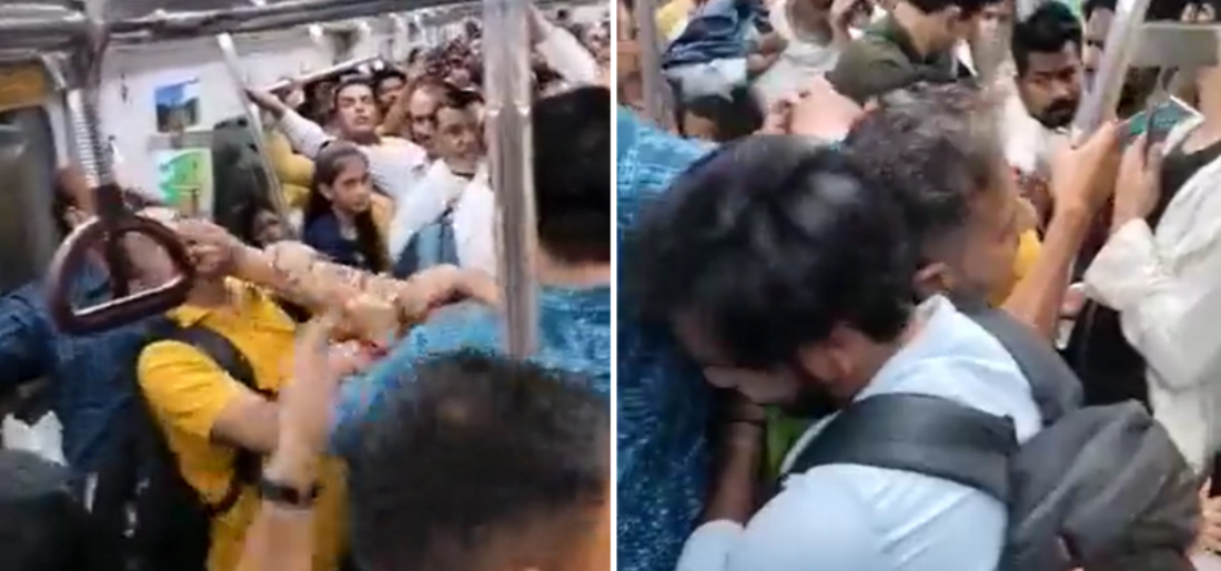 Men Fight In Delhi Metro