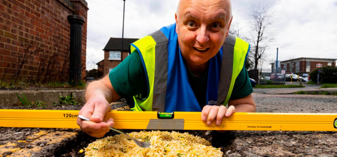 Annoyed With Potholes, UK Man Is Filling Them With Noodles
