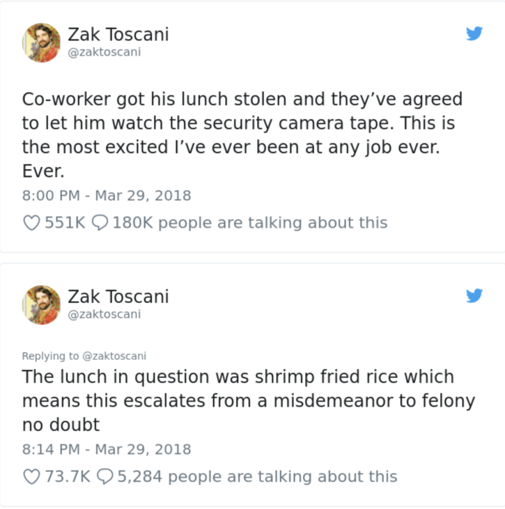 Employee's Lunch Gets Stolen From Office Fridge