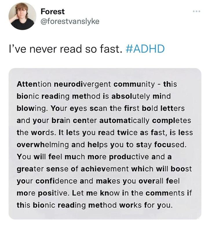 Bionic Reading Help ADHD Sufferers Read Twice as Fast