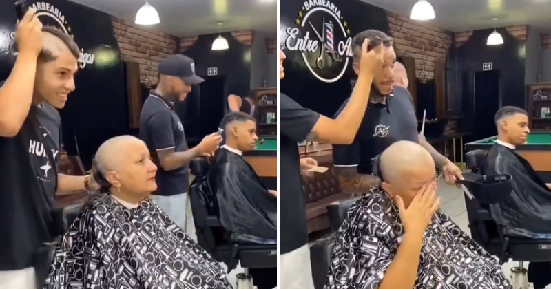 Barbers Show Their Support For Mother Battling Cancer By Shaving Their
