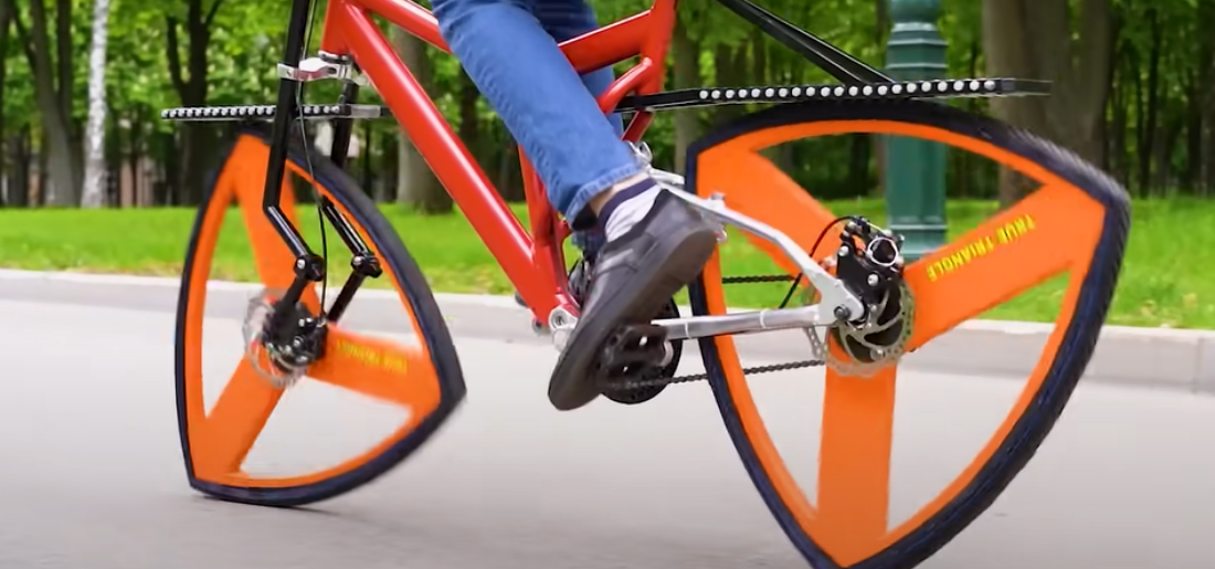 Inventor Makes Triangle-Wheeled Cycle