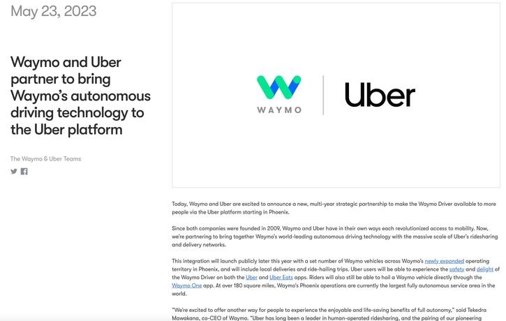 Waymo And Uber Partner For Robotaxi Service In Phoenix