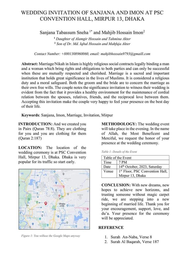 Bangladesh: Couple Sends Research-Based Wedding Invitations