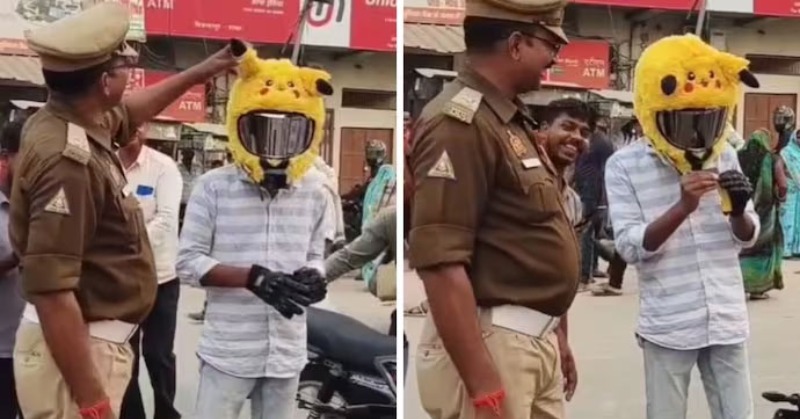 'Khargosh ho?’ Cop Reacts To Man's Pikachu-Themed Helmet