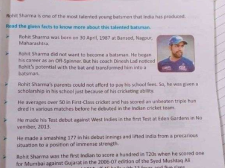 Chapter On Rohit Sharma In English Book