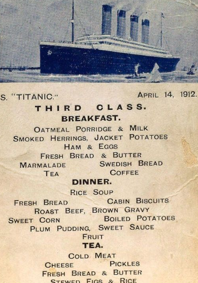 Titanic First Class Dinner Menu Goes Up For Auction