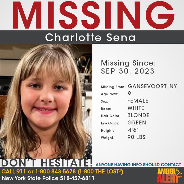 Missing 9-year-old Girl Charlotte Sena Found 'Safe'
